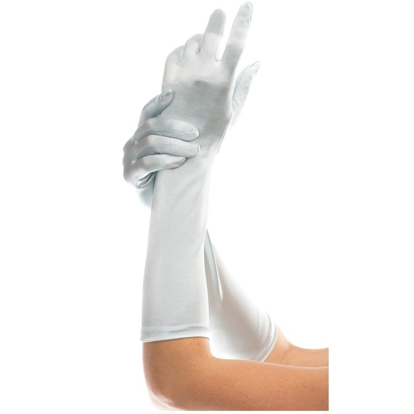 BW-8812LBL-39 | Accessories | Light Blue Satin Gloves Mid Arm Length ...